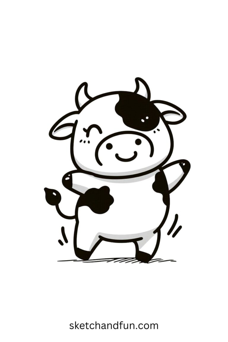 45+ Easy Cute Cow Drawing Ideas - Sketch and Fun
