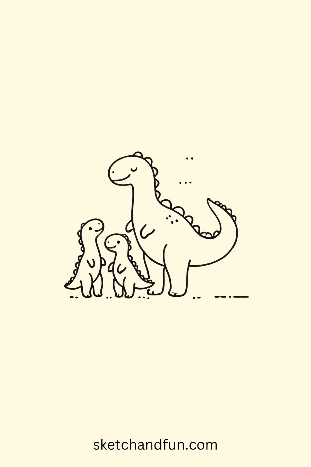 40+ Easy Cute Dinosaur Drawing Ideas - Sketch and Fun