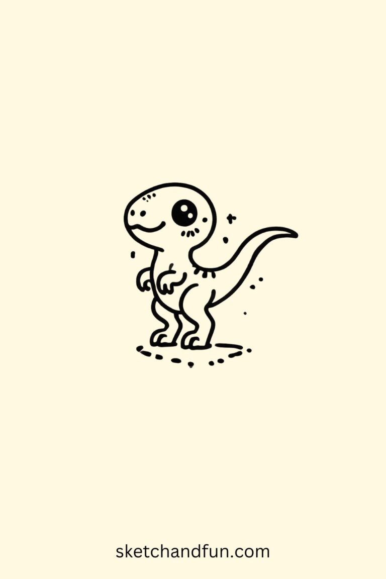 40+ Easy Cute Dinosaur Drawing Ideas - Sketch and Fun