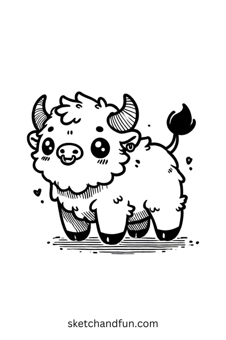 30+ Easy Cute Bison Drawing Ideas - Sketch and Fun