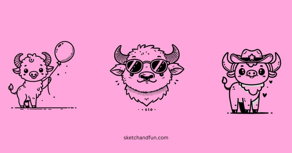 42+ Easy Cute Buffalo Drawing Ideas - Sketch and Fun