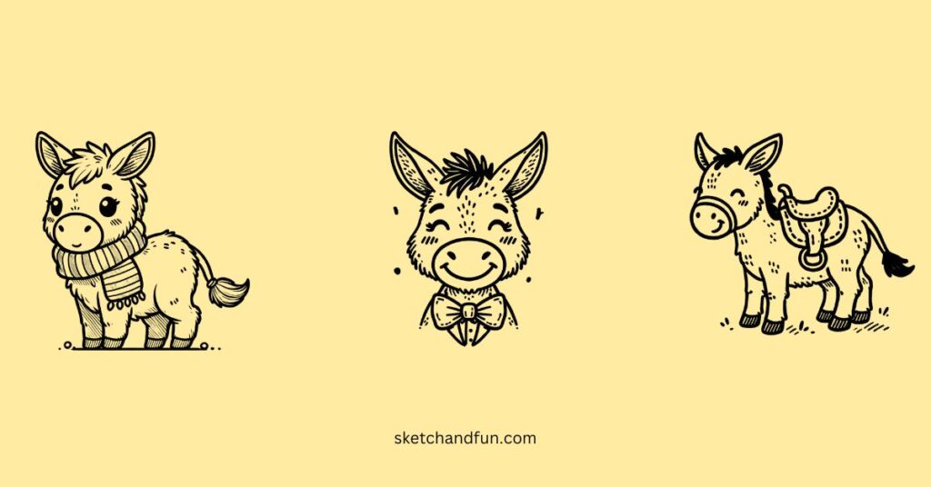 49+ Easy Cute Donkey Drawing Ideas - Sketch and Fun