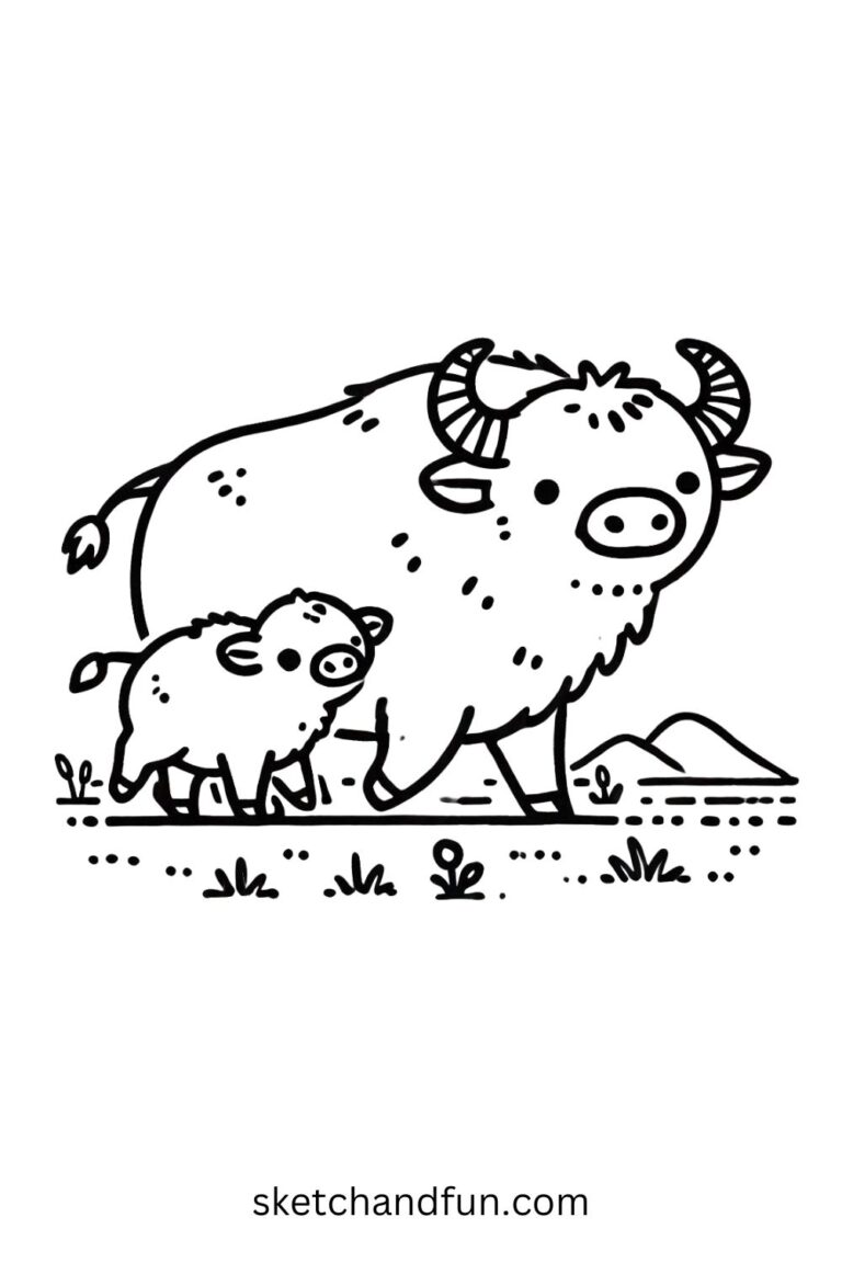 42+ Easy Cute Buffalo Drawing Ideas - Sketch and Fun
