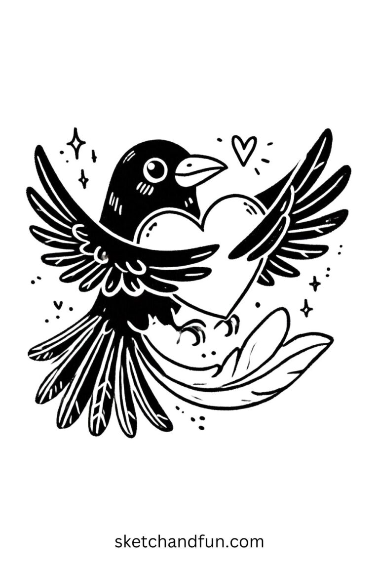 33+ Easy Cute Crow Drawing Ideas - Sketch and Fun