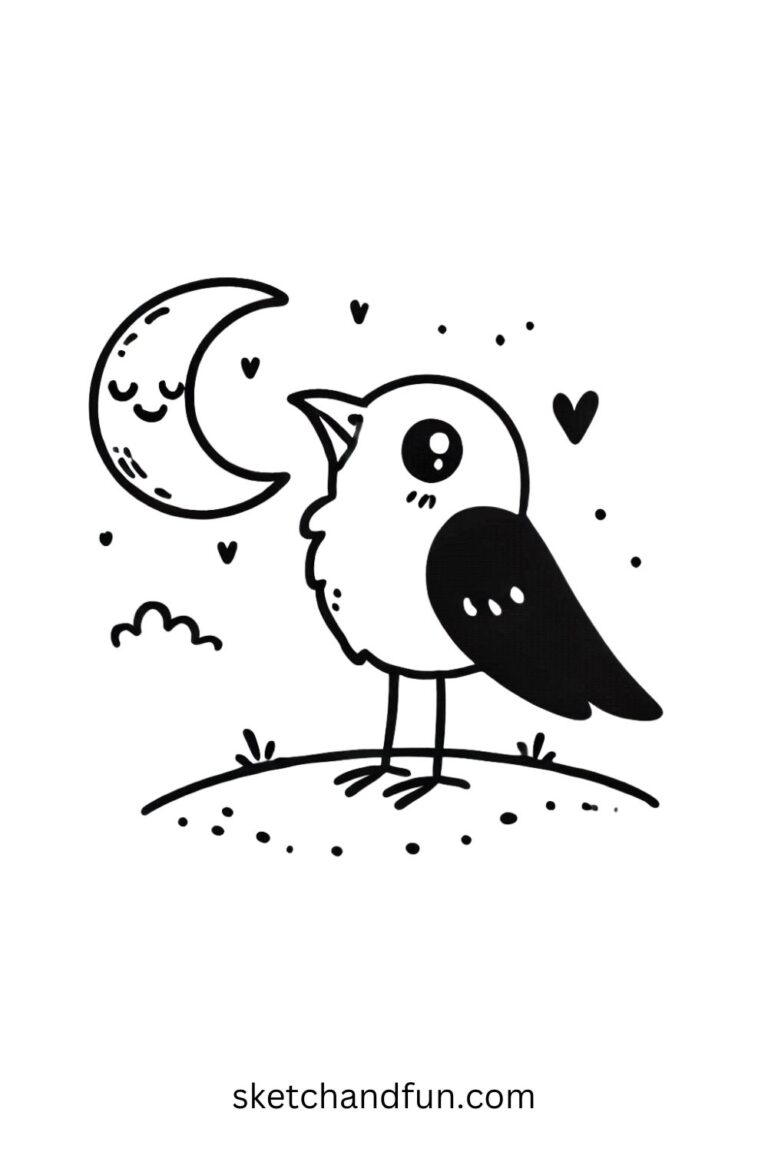 33+ Easy Cute Crow Drawing Ideas - Sketch and Fun
