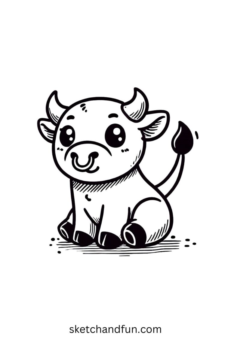 39+ Easy Cute Bull Drawing Ideas - Sketch and Fun