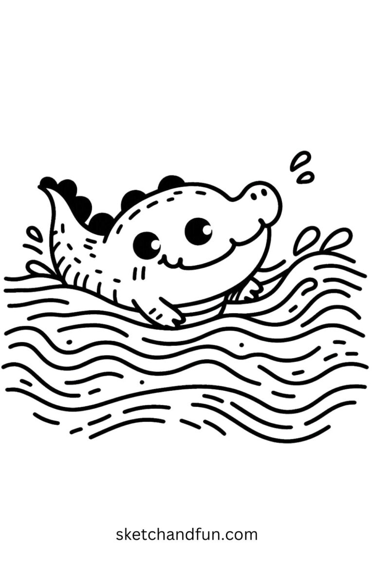 41+ Easy Cute Crocodile Drawing Ideas - Sketch and Fun