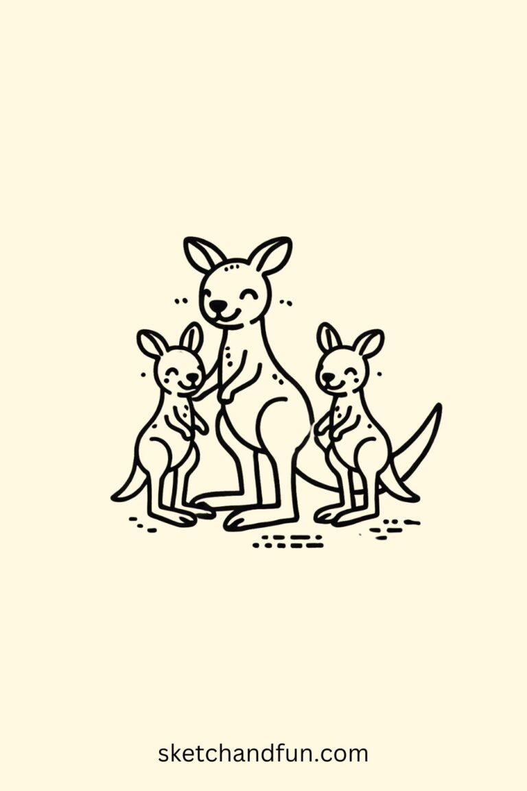 40+ Easy Cute Kangaroo Drawing Ideas - Sketch and Fun