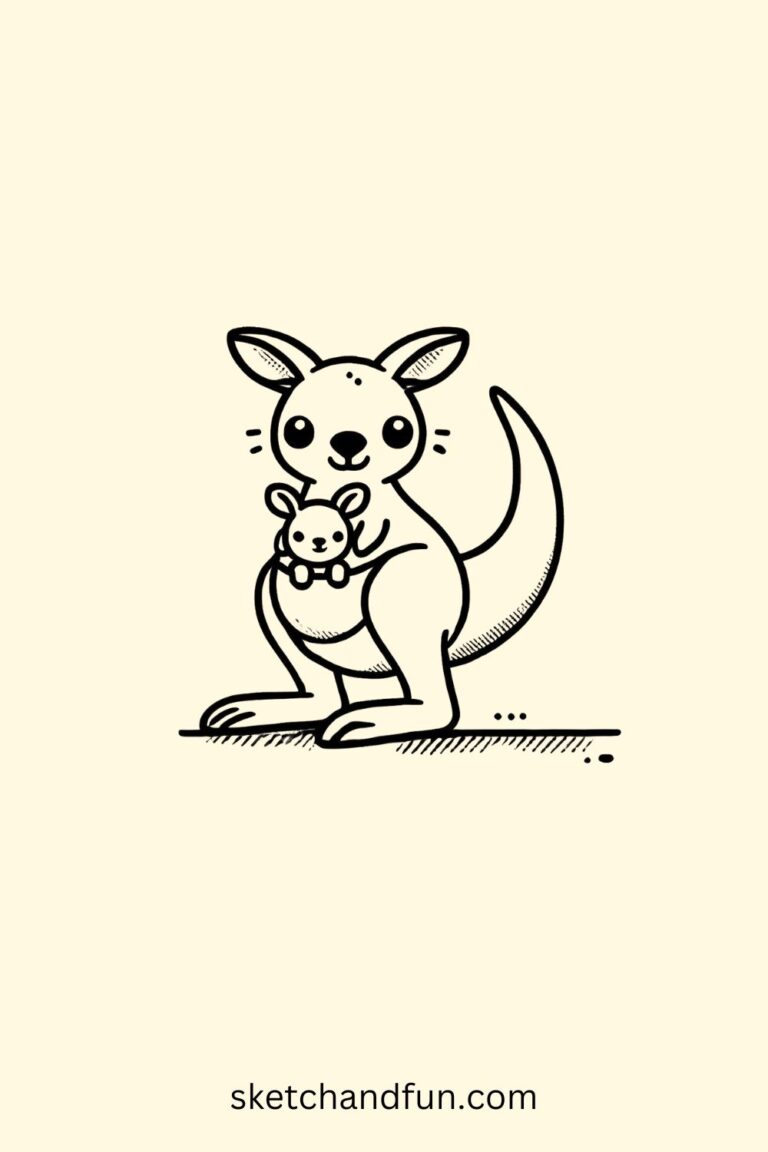 40+ Easy Cute Kangaroo Drawing Ideas - Sketch and Fun