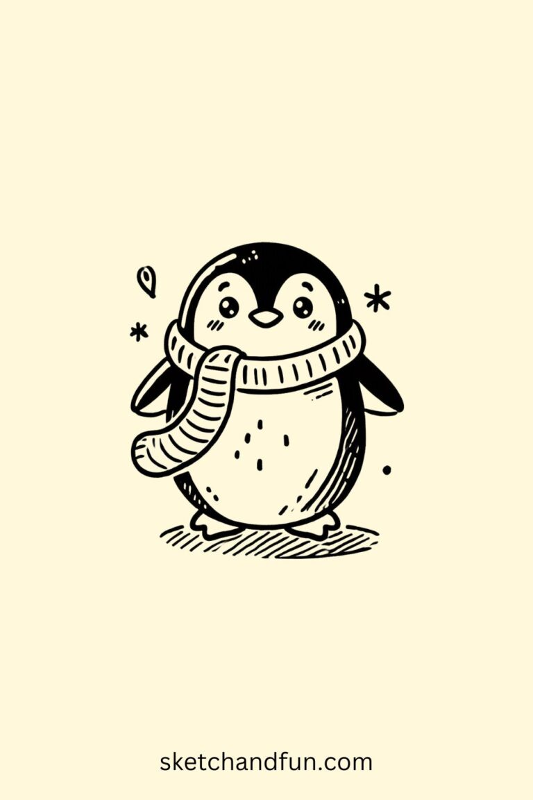 39+ Easy Cute Penguin Drawing Ideas - Sketch and Fun