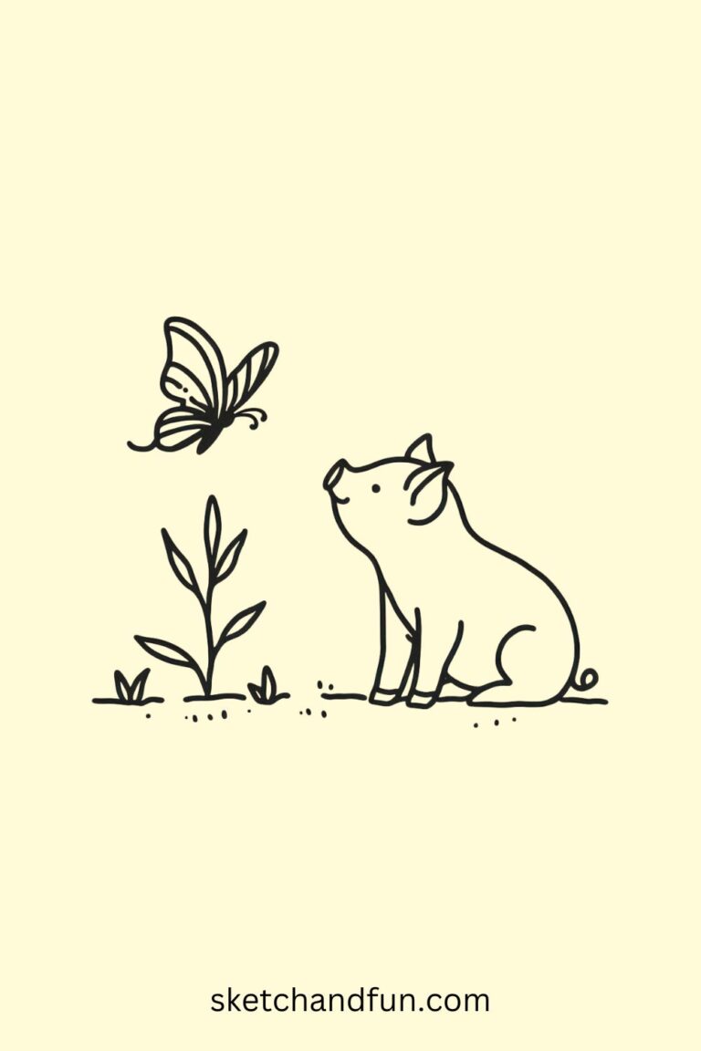 40+ Easy Cute Pig Drawing Ideas - Sketch and Fun