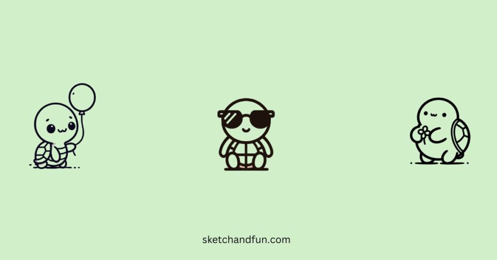 39+ Easy Cute Turtle Drawing Ideas - Sketch and Fun