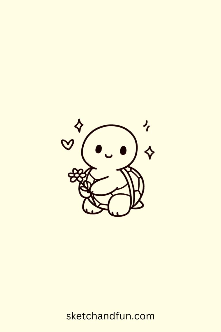 39+ Easy Cute Turtle Drawing Ideas - Sketch and Fun