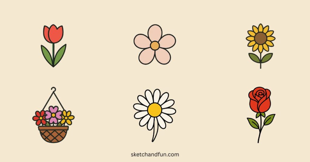 20+ Easy Cute Flower Drawing Ideas - Sketch and Fun