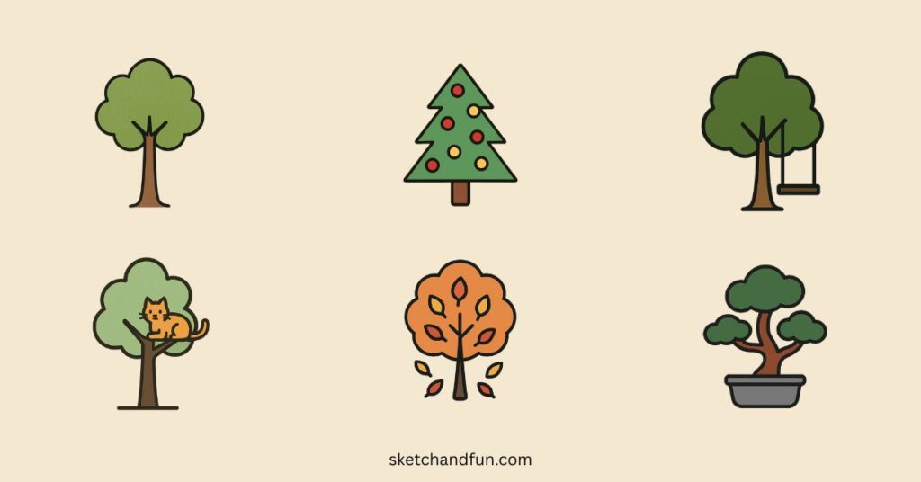 🌳30 Easy Cute Tree Drawing Ideas 🎨 - Sketch and Fun