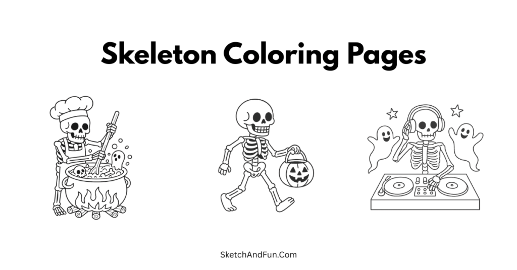 30+ Skeleton Coloring Pages