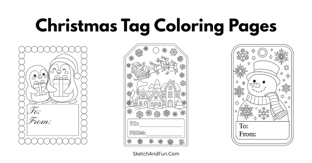 25+ Christmas Gift Tag Coloring Pages