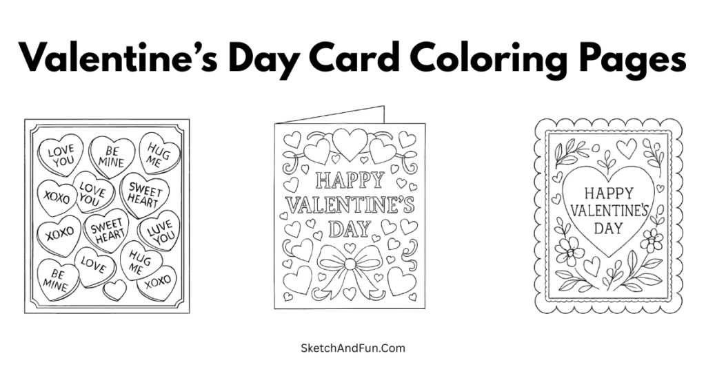 30+ Valentine’s Day Card Coloring Pages (Free PDF Printables)