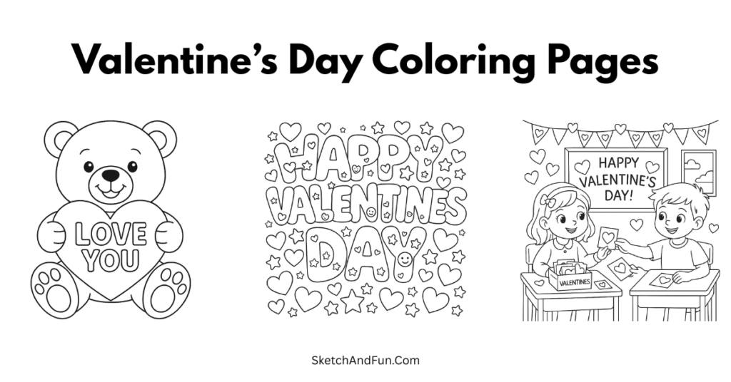 60+ Valentine’s Day Coloring Pages