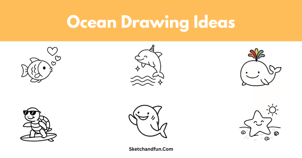 20+ Cute Ocean Drawing Ideas - Sketch and Fun